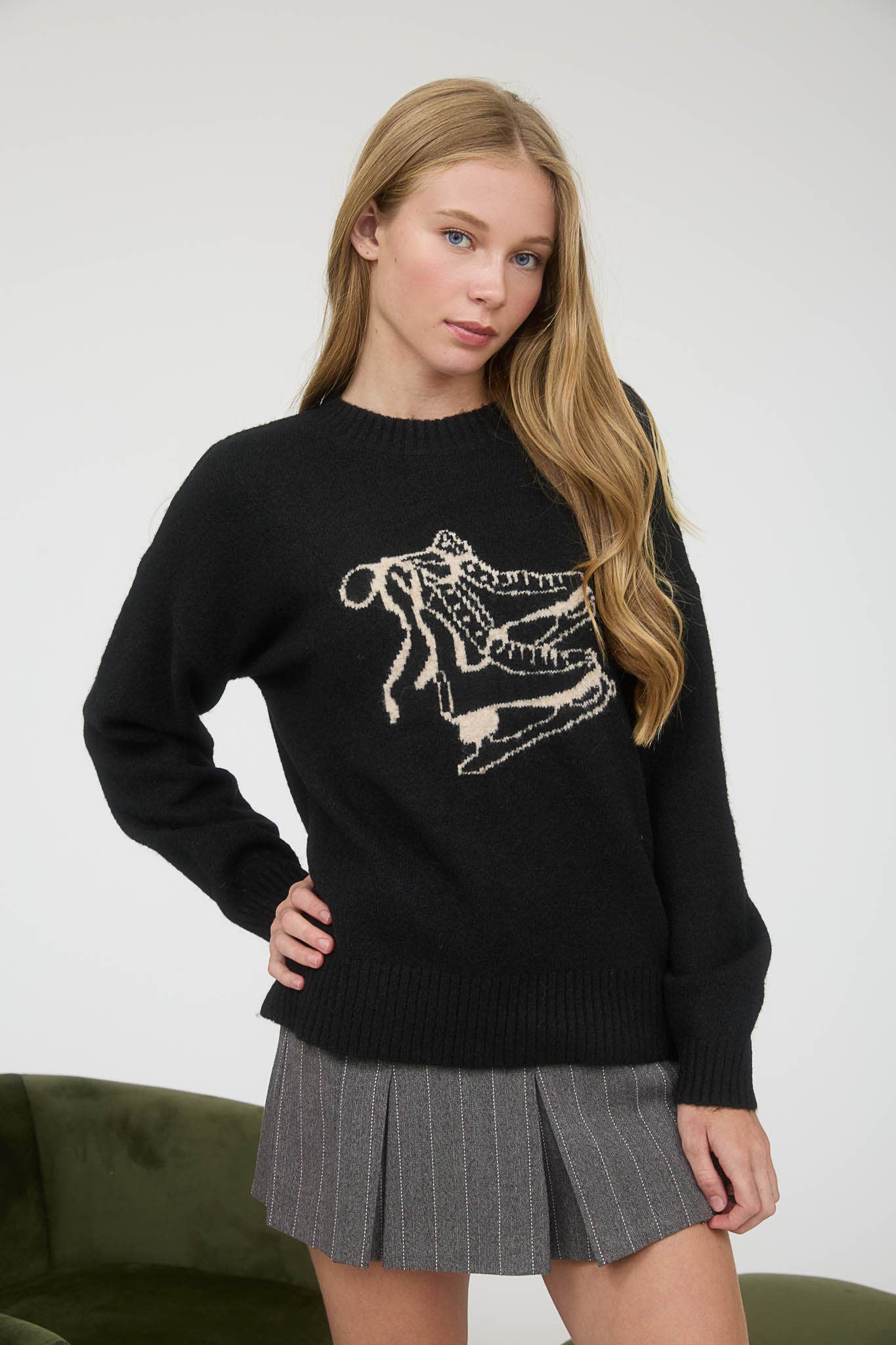 ICE SKATE JACQUARD KNIT PULLOVER SWEATER – Three Bees Company
