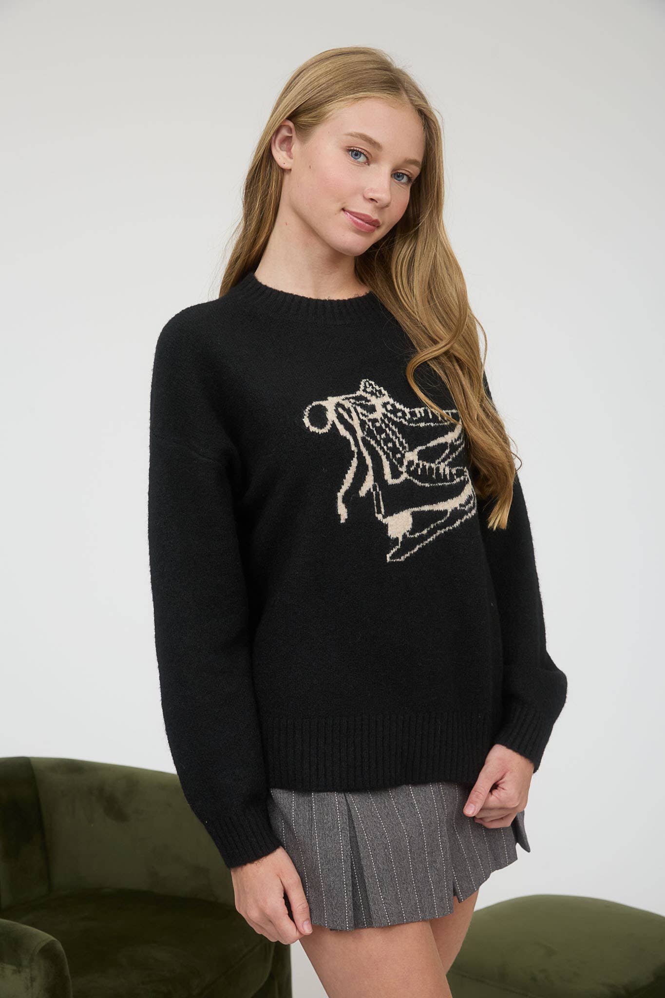 ICE SKATE JACQUARD KNIT PULLOVER SWEATER – Three Bees Company