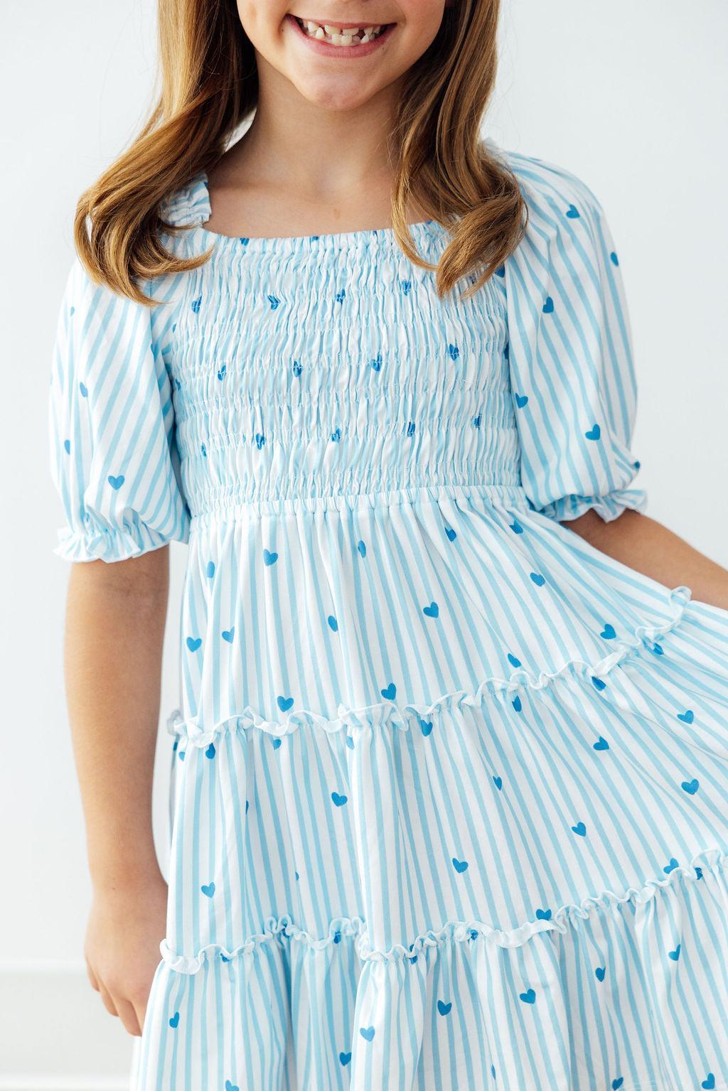 Blueberry Kisses Smocked Ruffle Dress – Three Bees Company