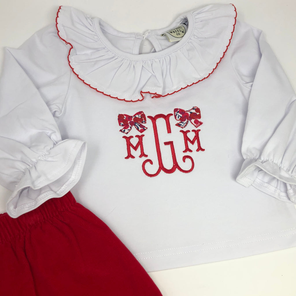 Fishtail Monogram with Bow Applique – Three Bees Company